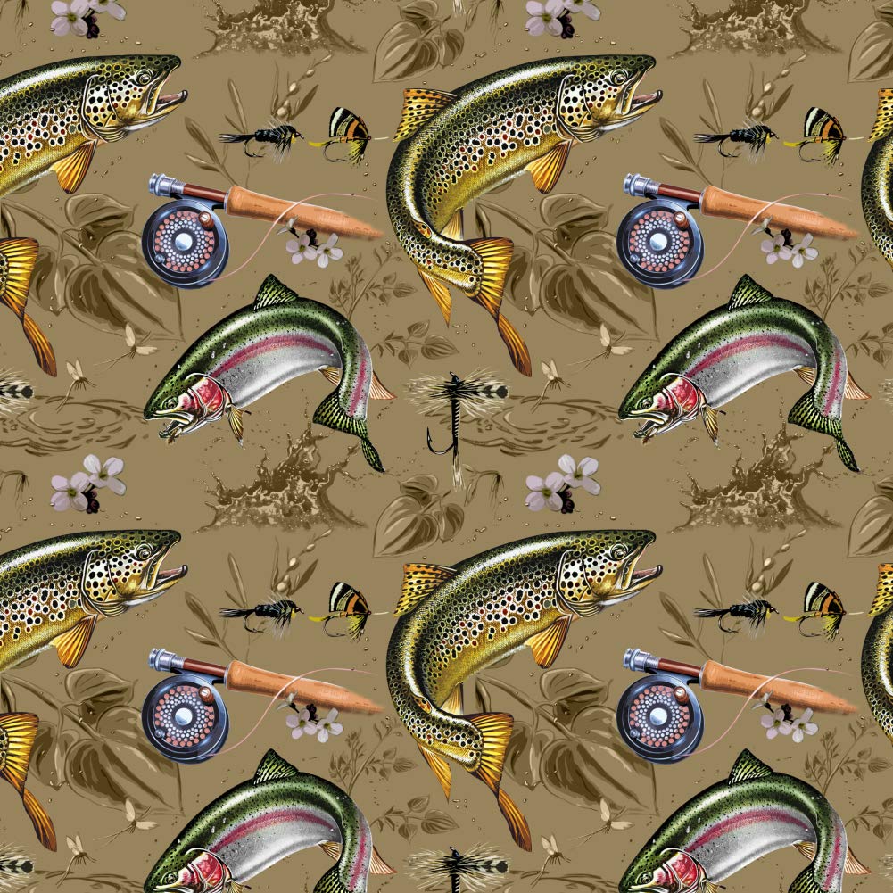 GRAPHICS & MORE Trout Stream Fish Fly Fishing Rod Reel Gift Wrap Wrapping Paper Rolls