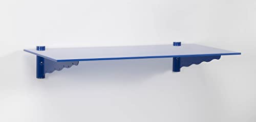 LTL Home Products Puzzle Blue Glass Wall Shelf Kit, 11" x 24", with Wave Blue Bracket