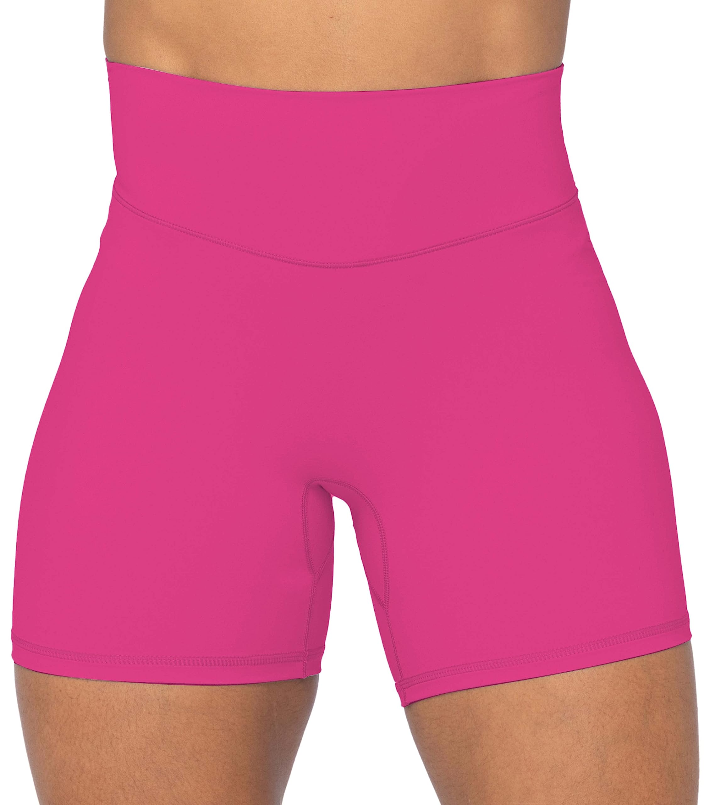 Sunzel Women's Biker Shorts in High Waist Tummy Control with No Front Seam 5" Hot Pink Medium