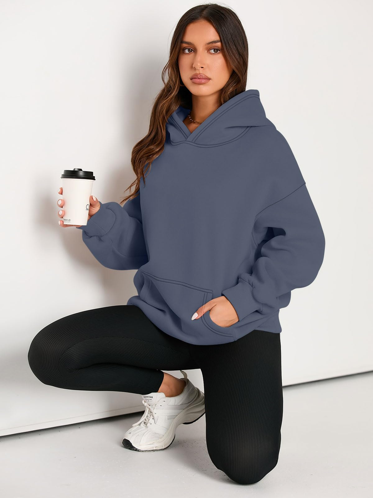 EFAN Womens Hoodies Oversized Sweatshirts Pullover Fleece Sweaters Long Sleeve Winter Fall Outfits Fashion Y2k Clothes GreyBlue S