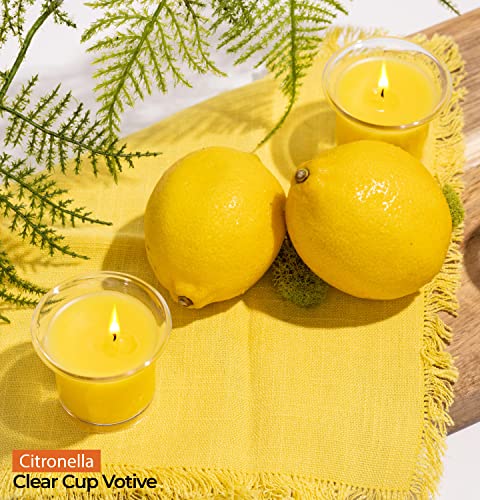 HYOOLA Clear Cup Scented Votive Candles - Citronella - 12 Hour Burn Time - 4 Pack - European Made
