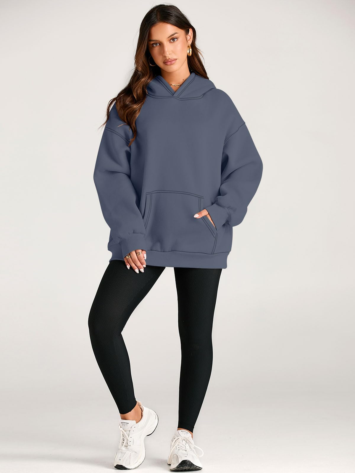 EFAN Womens Hoodies Oversized Sweatshirts Pullover Fleece Sweaters Long Sleeve Winter Fall Outfits Fashion Y2k Clothes GreyBlue S