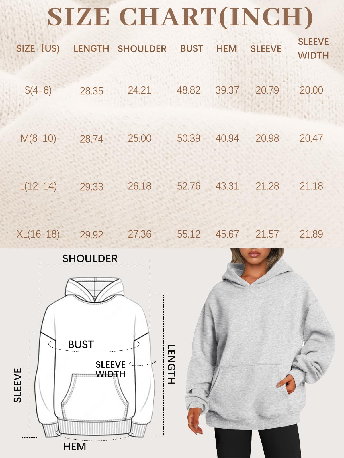 EFAN Womens Hoodies Oversized Sweatshirts Pullover Fleece Sweaters Long Sleeve Winter Fall Outfits Fashion Y2k Clothes GreyBlue S