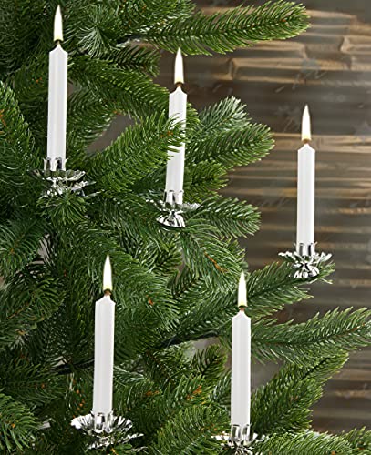 BRUBAKER Tree Candles - Pack of 20 - White - 3¾ x ½ Inches (9.5 x 1.27cm) - Made in Europe - Pyramids, Carousels & Chimes