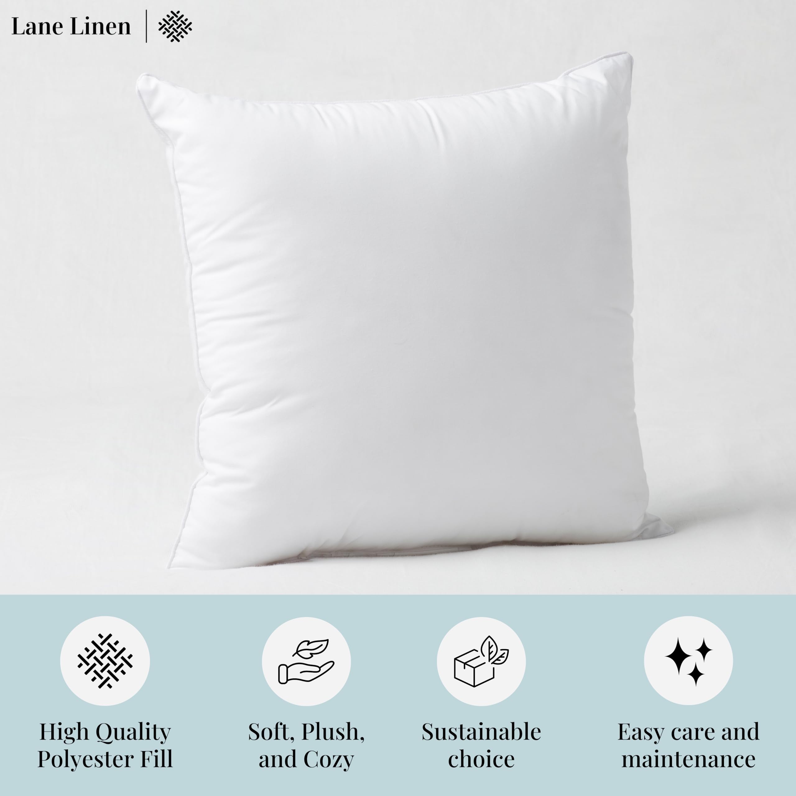 18x18 Pillow Inserts Pack of 4 - White Throw Pillows, Throw Pillow Inserts for Decorative Pillow Covers, Throw Pillows for Bed, Couch Pillows for Living Room, Throw Pillows for Couch, Fluffy Pillows