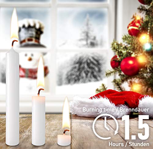 BRUBAKER Tree Candles - Pack of 20 - White - 3¾ x ½ Inches (9.5 x 1.27cm) - Made in Europe - Pyramids, Carousels & Chimes