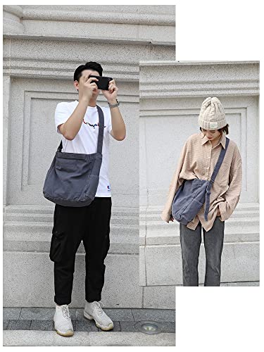 Jeelow 20oz Washed Canvas Tote Shoulder Crossbody Bags Purse Handbag For Men & Women Adjustable Strap