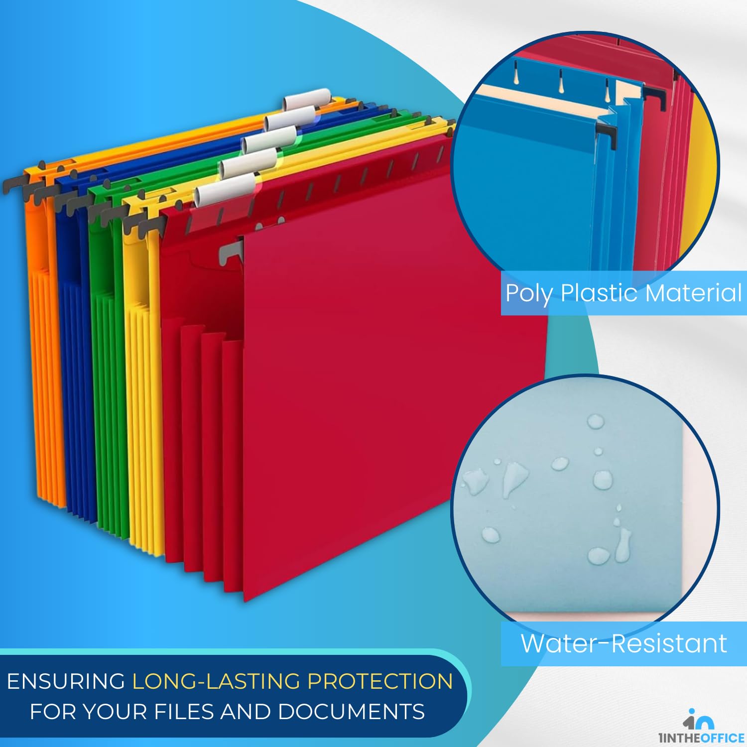 1InTheOffice Poly Expanding Hanging File Folders, Letter Size, Assorted,10/Pack