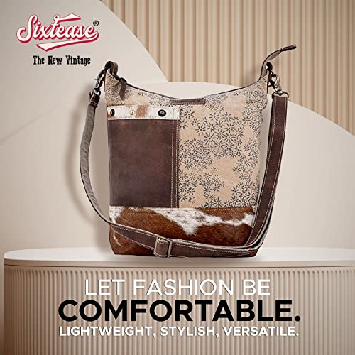 SIXTEASE Womens Shoulder Bag Vintage Style Shoulder Bags for Women - Made with Genuine Leather, Upcycled Canvas, or Hair On - Handmade, Adjustable Strap, Brass and Zinc Hardware - Style Bites