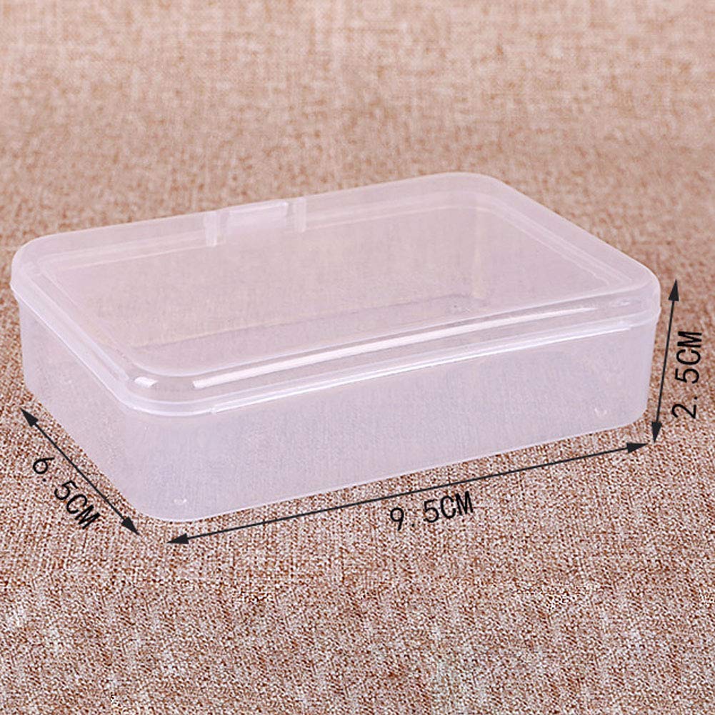 6 Pcs Clear Plastic Storage Containers Small Rectangle Bead Storage Box Case with Hinged Lid for ID Card, Business Card, Jewelry, Pills, and Other Small Items