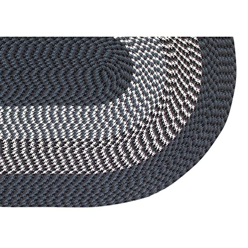Better Trends Alpine Braid Collection Offers Value is Durable & Stain Resistant Reversible Indoor Area Utility Rug 100% Polypropylene in Vibrant Colors, 7 Piece Set, Black/Gray Stripe