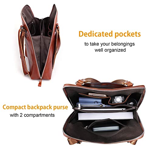 S-ZONE Women Leather Backpack Purse Casual Convertible Shoulder Bags Fashion Rucksack Daypack