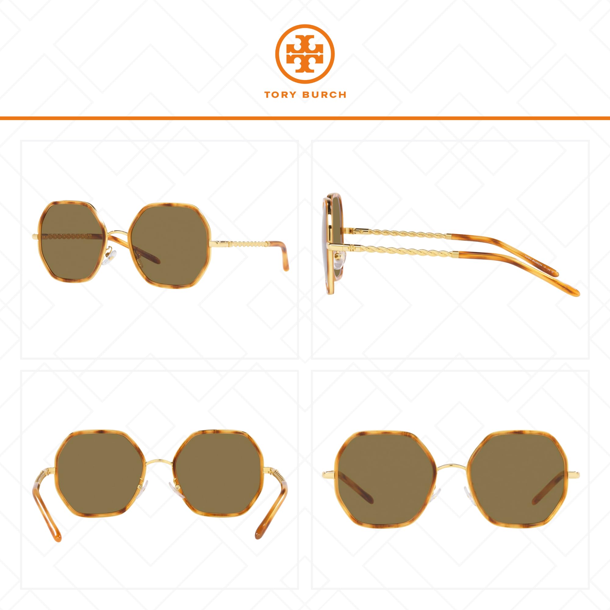 Tory Burch TY6092 332873 55MM Honey Wood/Solid Brown Irregular Sunglasses for Women + BUNDLE With Designer iWear Eyewear Kit