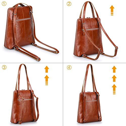 S-ZONE Women Leather Backpack Purse Casual Convertible Shoulder Bags Fashion Rucksack Daypack