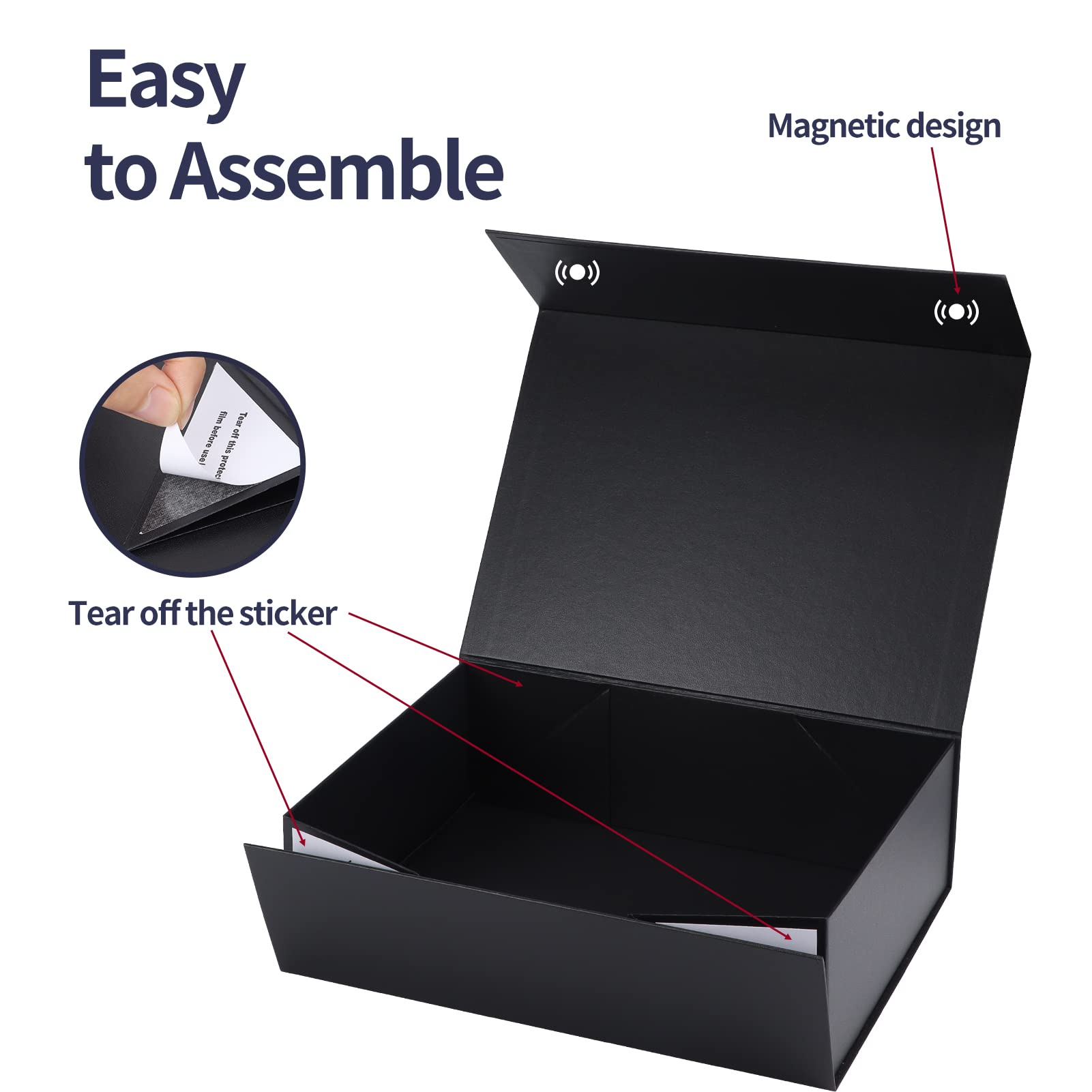 Giftgarden 4-Pack 11βx8βx3.5β Black Gift Boxes with Magnetic Lids, Large Collapsible Gift Wrap Box Magnet Clourse for Presents, Valentines Day, Birthday, Wedding, Bridesmaid Groomsman Proposal Box