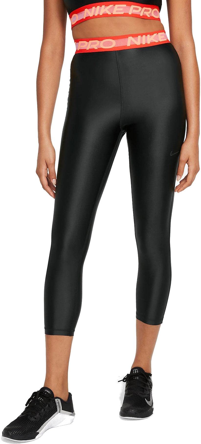 Nike PRO 7/8 High Rise Women's Leggings (Black/Habanero) Size Small