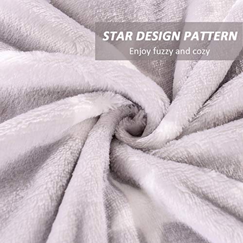 HYSEAS Flannel Fleece Star Throw Blanket Grey - Soft Plush Cozy Fuzzy Microfiber Blanket for Couch, Bed, Chair, Sofa - All Seasons Lightweight - 50x60 Inch