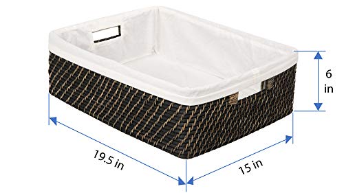KOUBOO Rattan Shelf Basket with Liner, Black Wash