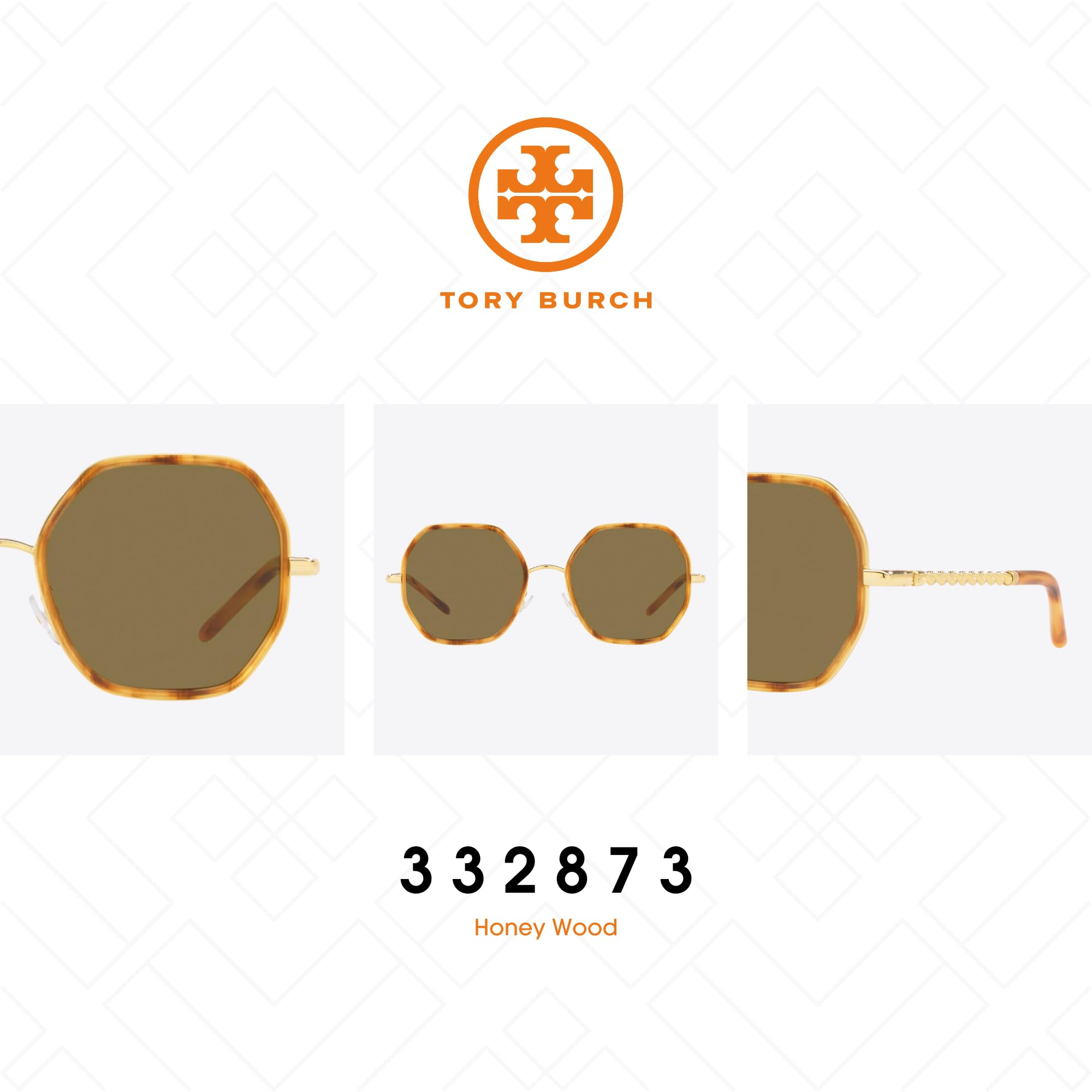 Tory Burch TY6092 332873 55MM Honey Wood/Solid Brown Irregular Sunglasses for Women + BUNDLE With Designer iWear Eyewear Kit