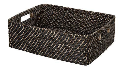 KOUBOO Rattan Shelf Basket with Liner, Black Wash