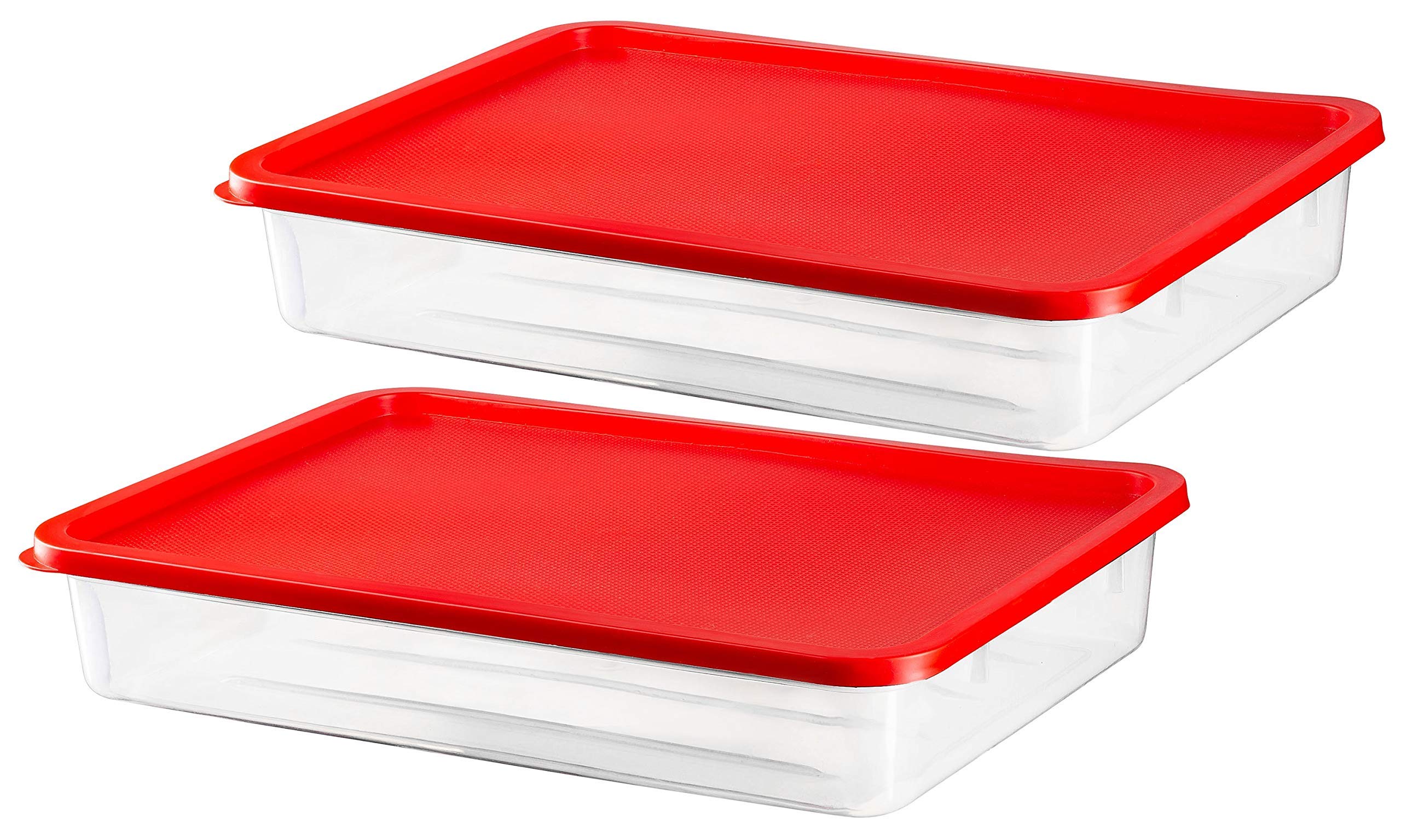 2 Pack β Zilpoo Plastic Bacon Keeper, Deli Meat Saver Cold Cuts Cheese Food Storage Container with Lid for Refrigerator, Shallow Low Profile Christmas Cookie Holder, 84 oz.