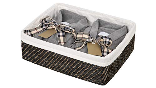 KOUBOO Rattan Shelf Basket with Liner, Black Wash