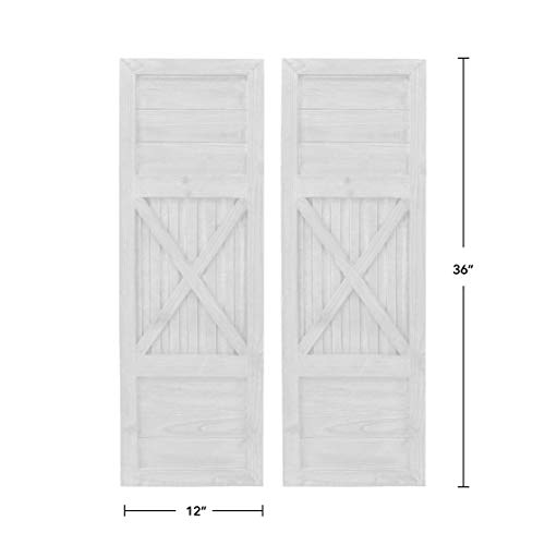 FirsTime & Co. Raleigh Shutter Wall Plaque Set, 36"H x 12"W, Natural, Antique Silver,70039