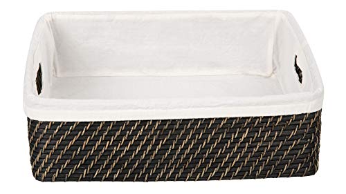 KOUBOO Rattan Shelf Basket with Liner, Black Wash