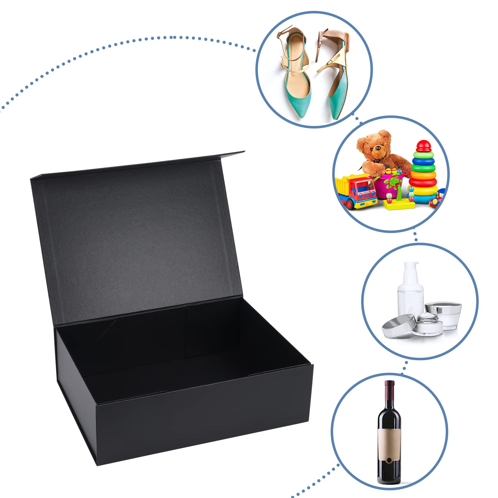 Giftgarden 4-Pack 11βx8βx3.5β Black Gift Boxes with Magnetic Lids, Large Collapsible Gift Wrap Box Magnet Clourse for Presents, Valentines Day, Birthday, Wedding, Bridesmaid Groomsman Proposal Box