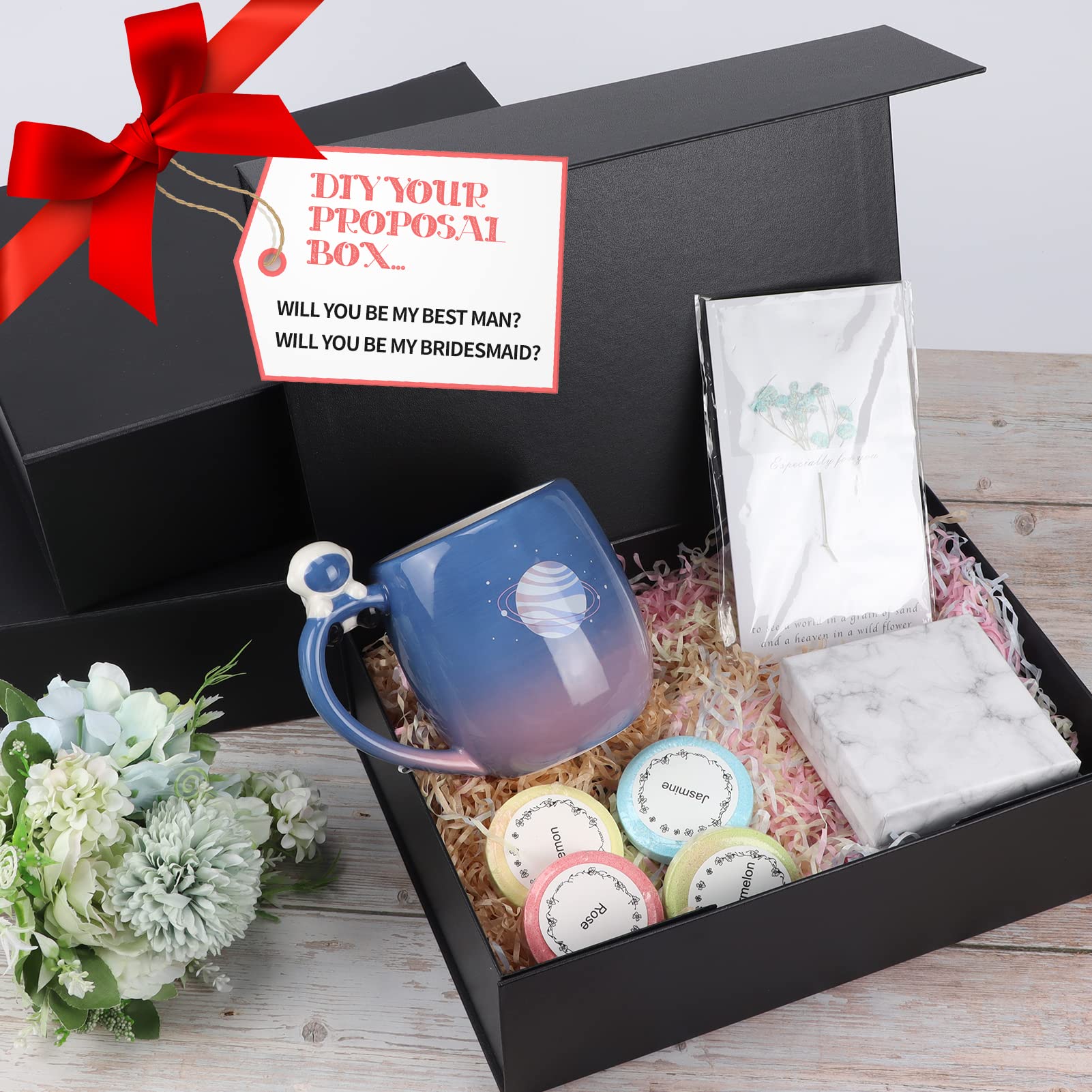Giftgarden 4-Pack 11βx8βx3.5β Black Gift Boxes with Magnetic Lids, Large Collapsible Gift Wrap Box Magnet Clourse for Presents, Valentines Day, Birthday, Wedding, Bridesmaid Groomsman Proposal Box