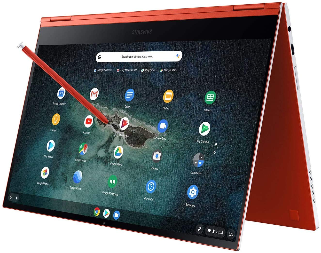 SAMSUNG 13.3" Galaxy Chromebook Laptop Computer w/ 256GB Storage, 8GB RAM, 4K AMOLED Touchscreen Display, HD Intel Core I-5 Processor, Ultra Slim, US Warranty, Fiesta Red