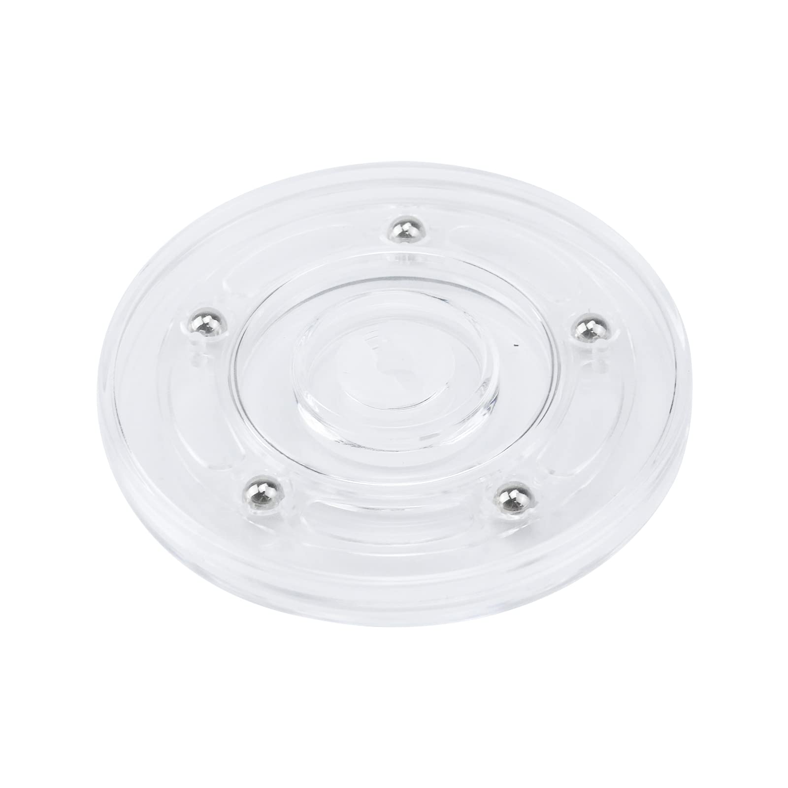 Semetall 6pcs 4" Acrylic Lazy Susan Rotating Swivel Plate Round Turntable Organizer for Makeup Table Kitchen Cabinet Spice Rack Cake,Clear