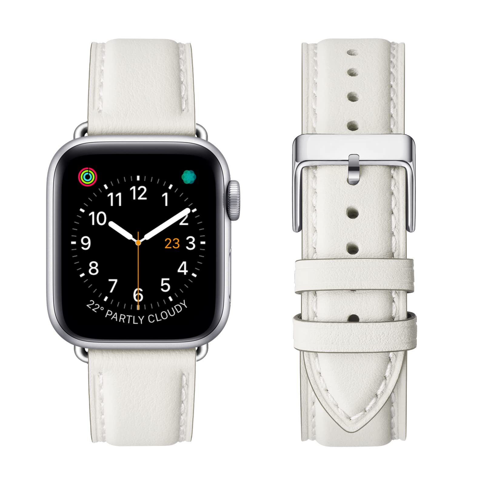 OMIU Leather Bands Compatible with Apple Watch Band 38mm 40mm 41mm 42mm 44mm 45mm 46mm 49mm, Genuine Leather Wristband Starp for iWatch SE Series 10 9 8 7 6 5 4 3 2 1 Ultra for Women Men