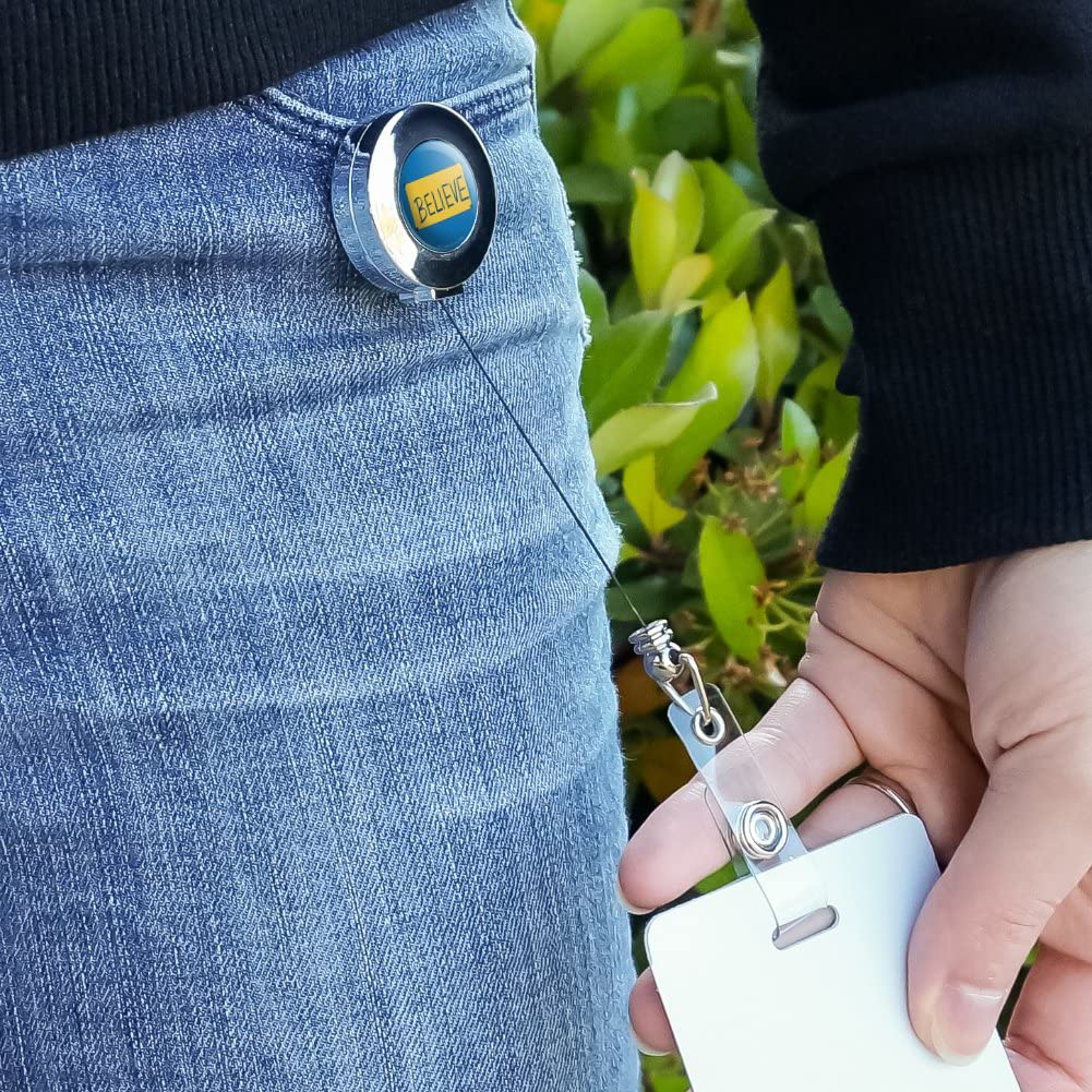 Ted Lasso Believe Retractable Reel Chrome Badge ID Card Holder Clip