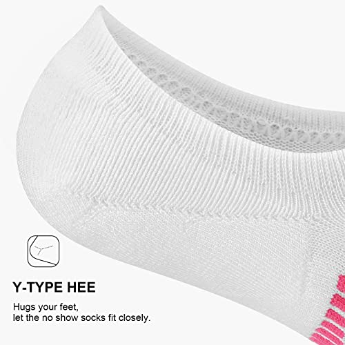 PAPLUS No Show Socks Womens 6 Pairs, Non Slip Cushioned Low Ankle Socks with Arch Support