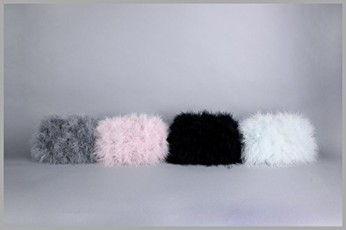 Zarapack Womens' Genuine Fluffy Feather Fur Clutch Shoulder Bag (Black)