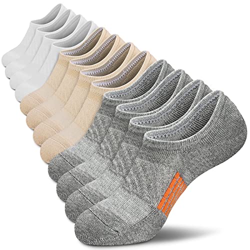 PAPLUS No Show Socks Womens 6 Pairs, Non Slip Cushioned Low Ankle Socks with Arch Support