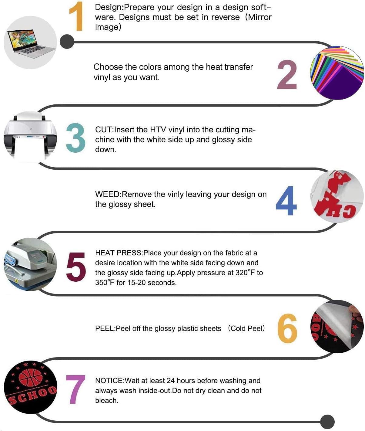 Heat Transfer Vinyl Bundle : 42 Pack 12" x 10" Sheets - Iron on Vinyl for Iron on Fabrics T-Shirts Heat Press Machine