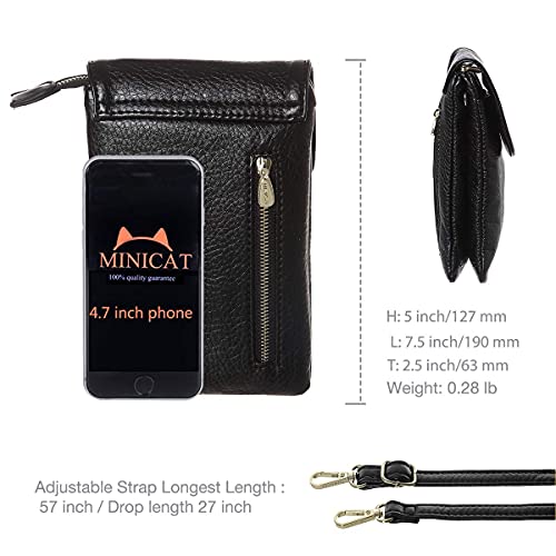 MINICAT Roomy Pockets Series Small Crossbody Bags Cell Phone Purse Wallet for Women(Black)