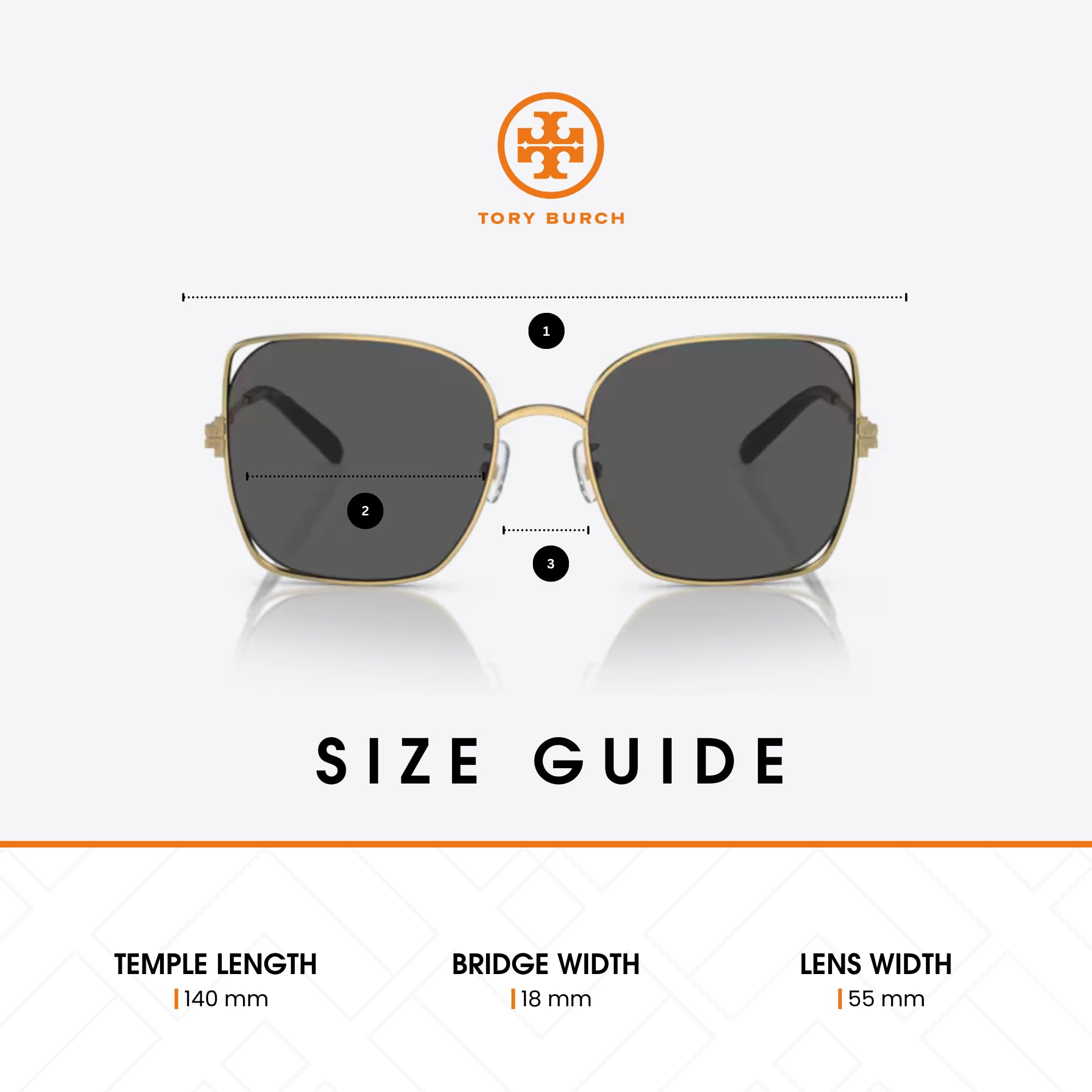 Tory Burch TY6097 331687 55MM Gold/Dark Grey Square Sunglasses for Women + BUNDLE With Designer iWear Eyewear Kit