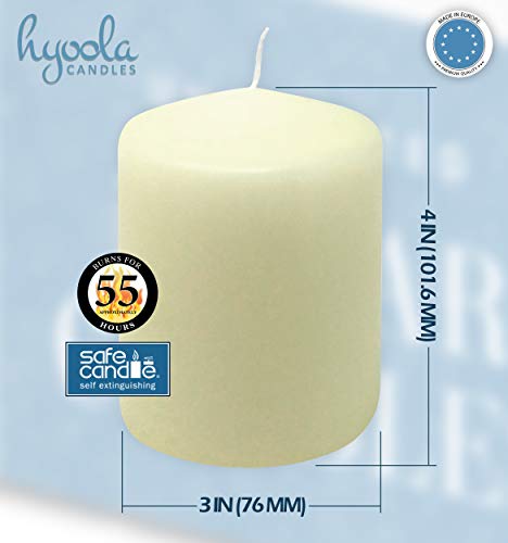 Hyoola Ivory Pillar Candles 3x4 Inch - Unscented Pillar Candles - 6-Pack - European Made