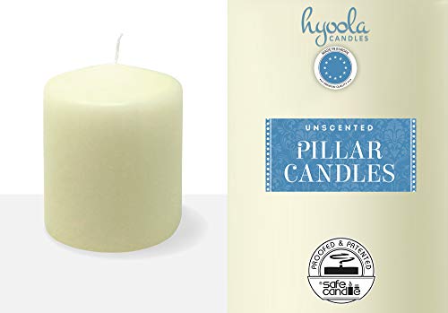 Hyoola Ivory Pillar Candles 3x4 Inch - Unscented Pillar Candles - 6-Pack - European Made