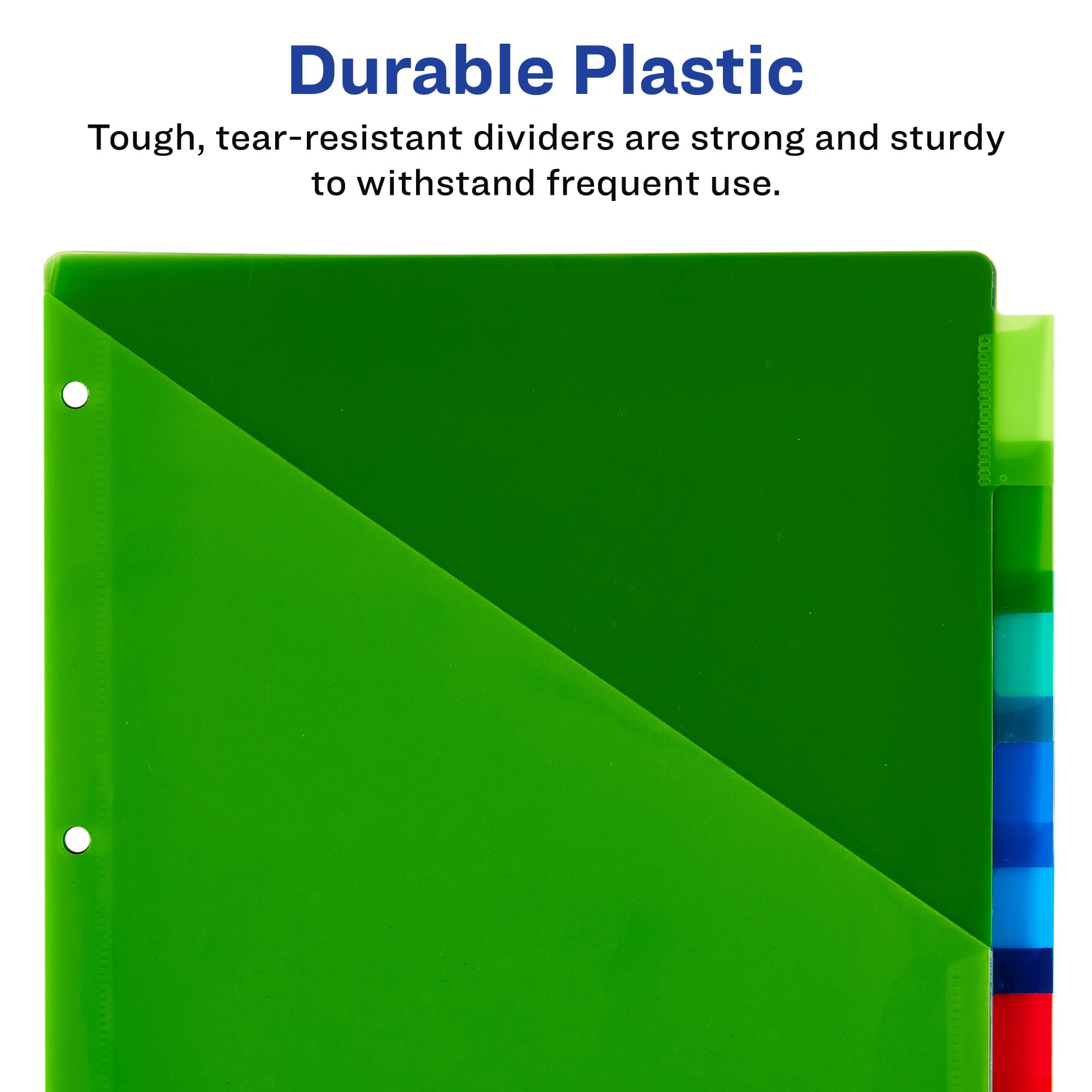 Avery 8-Tab Plastic Pocket Dividers for Home Office or Homeschool Supplies, Insertable Multicolor, 3 Sets (11907)