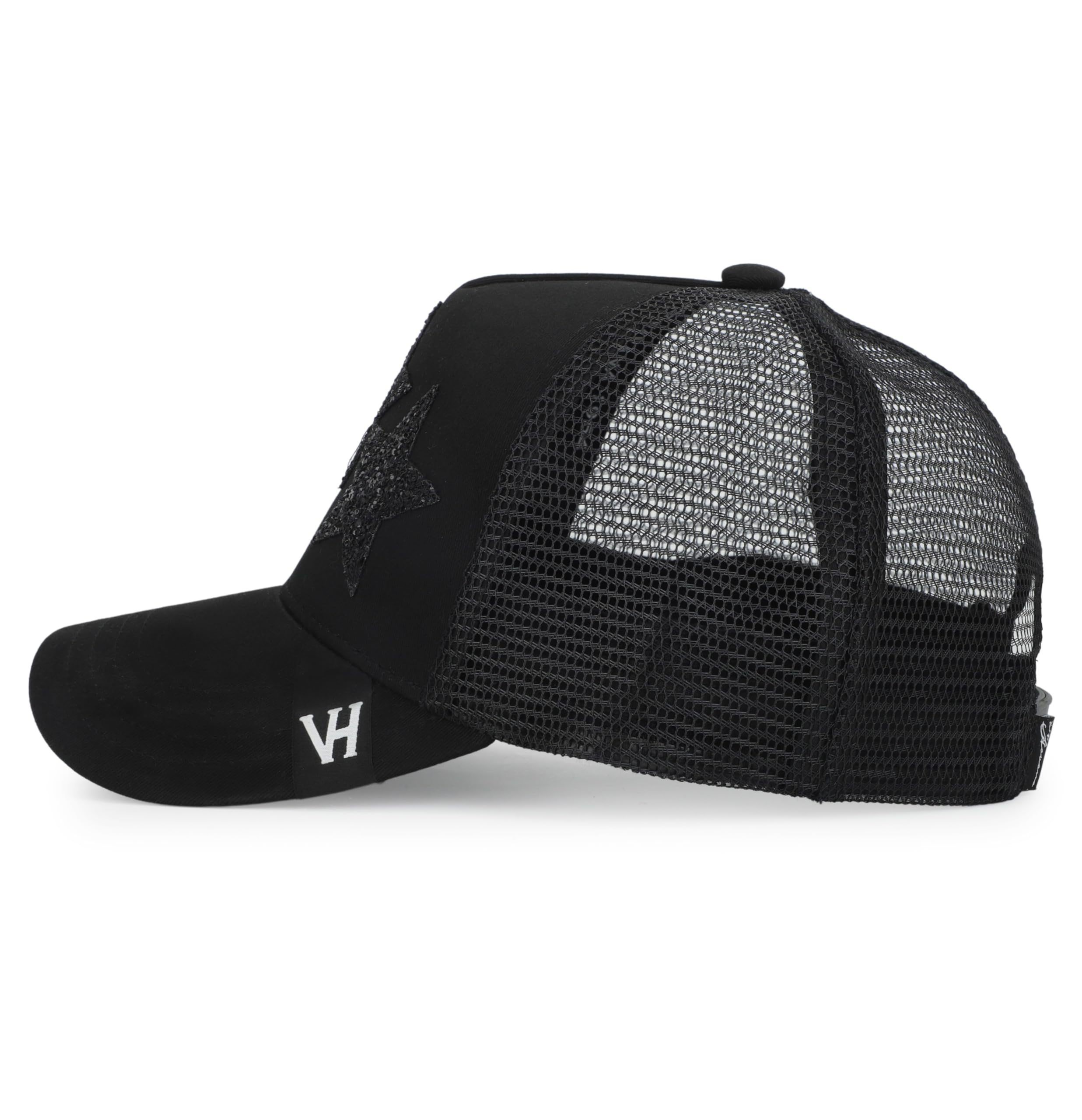 VINTAGE HAVANA Black 3 Star Trucker Hat Glitter Stars Adjustable Snapback One Size Fits Most Womens Baseball Caps