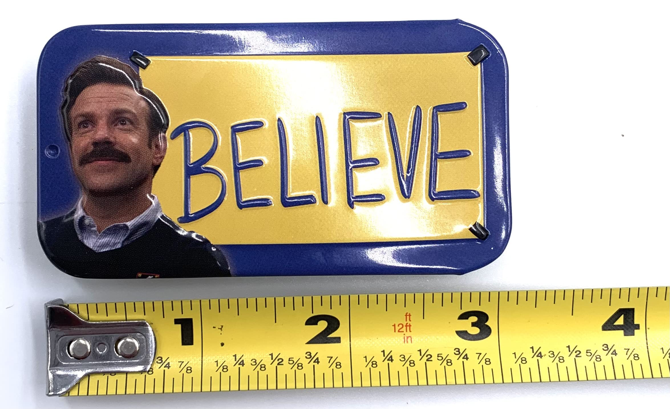 Ted Lasso Believe In Believe Blue Raspberry Flavored Candy - (1) Collectible Slide off top Tin filled with candies featuring Ted Lasso
