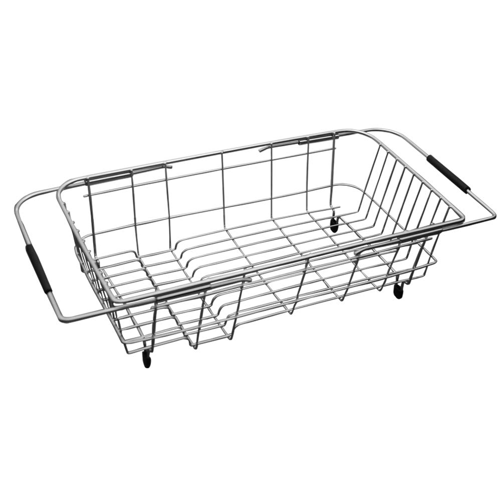 Keewah Expandable Dish Drainer Drying Rack Over The Kitchen Sink - 16.1” x 9” - Stainless Steel