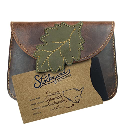 Hide & Drink, Leather Leaves Card Wallet Pouch, Soft Coin & Cash Organizer, Cable Holder & Accessories Case, Handmade Includes 101 Year Warranty :: Bourbon Brown