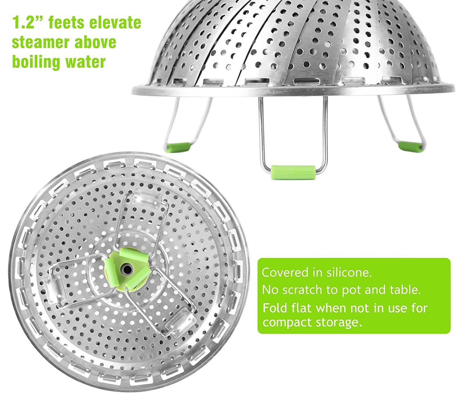 Steamer Basket Stainless Steel Vegetable Steamer Basket Folding Steamer Insert for Veggie Fish Seafood Cooking, Expandable to Fit Various Size Pot (5.1" to 9")