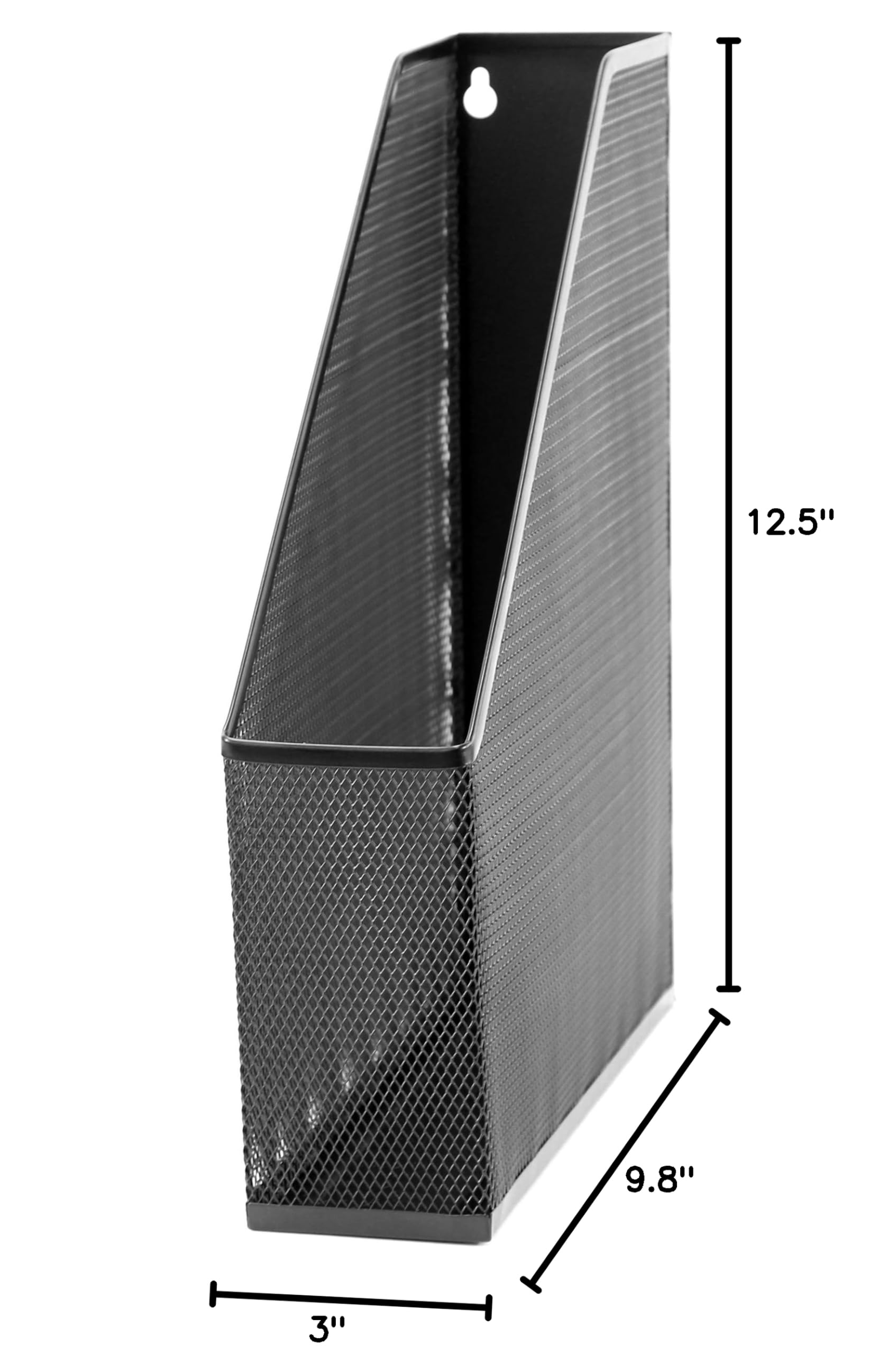 U Brands Mesh Steel Magazine File Holder, 12.5" x 9.8" x 3", Black