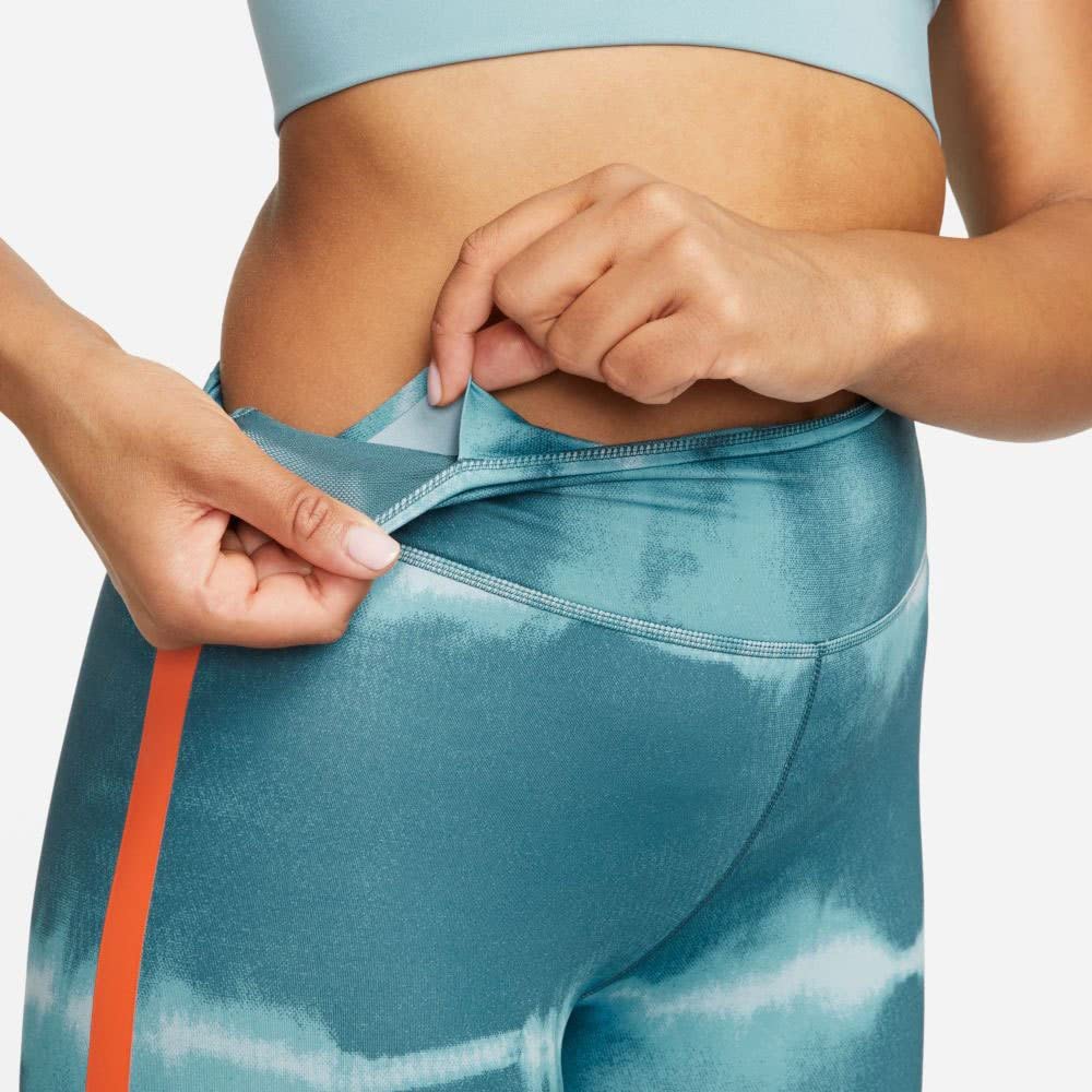 Nike Women's Mid Rise 7/8 One Luxe Leggings (US, Alpha, Small, Regular, Regular, Ash Green/Rush Orange/Clear)
